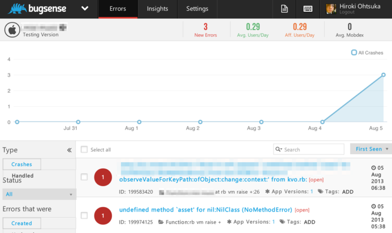 RubyMotionでクラッシュレポートサービスを利用する | Act as Professional